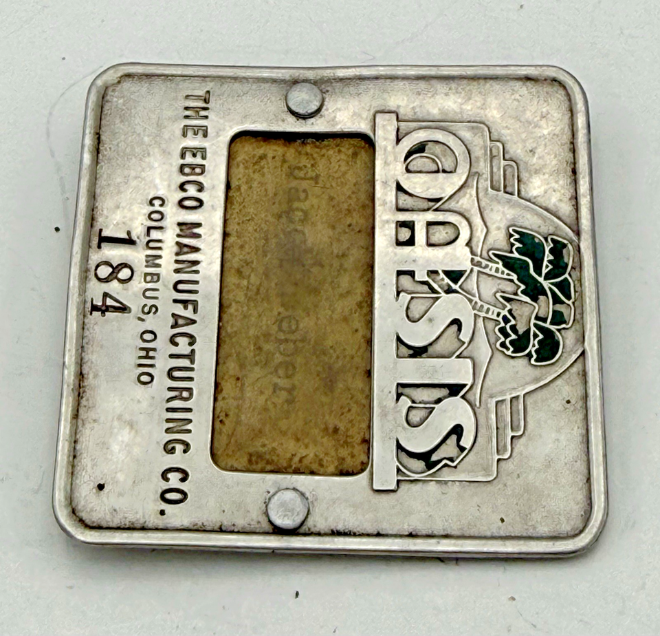 Vintage Oasis Ebco Manufacturing Co. Employee Photo ID Badge Columbus ...