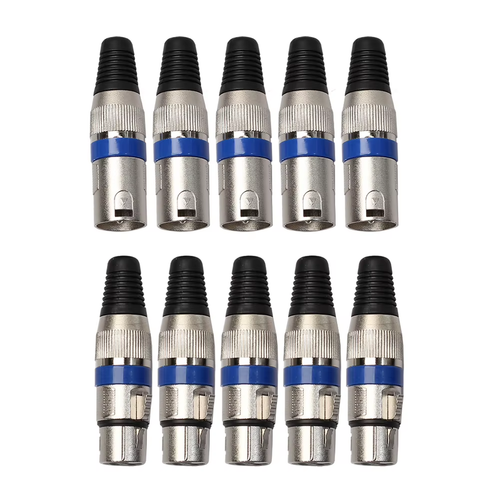 5 Pairs XLR 3 Pin Female MIC Jack Plug Audio Microphone Cable Connector ...