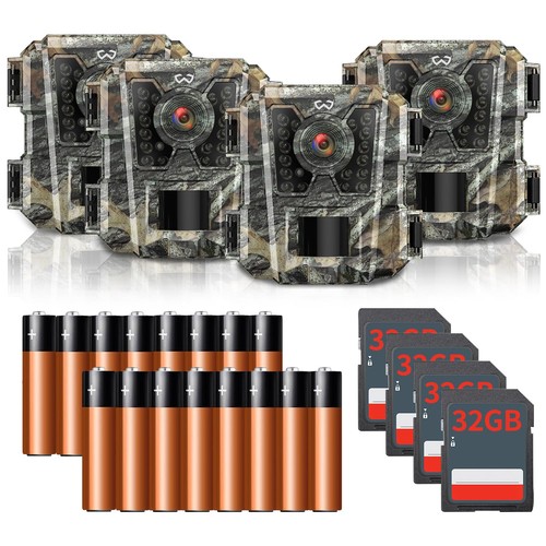 Mini Trail Camera 4 Pack 24MP 1080P HD, Game Camera with SD Card ...