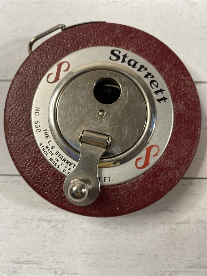 Vintage Starrett Steel Tape Measure NO.530 50 Feet Turn Crank With Box ...