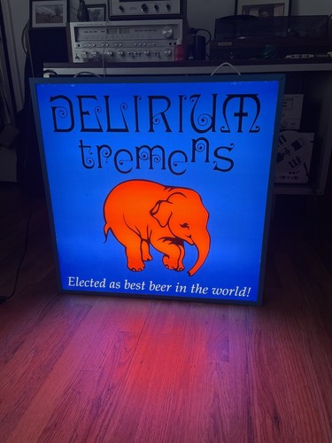 Delirium Tremens Beer Lighted Bar Sign 25X25 Huyghe Brewery Super Rare ...