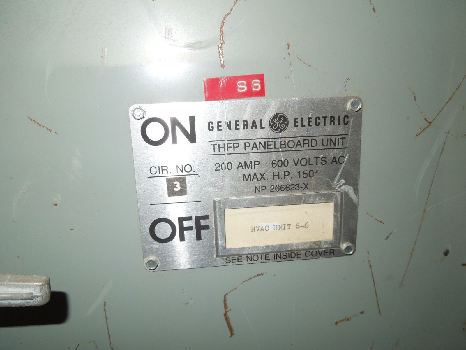GE Type QMR THFP364 200A Single 3P 600V Fused Panelboard Switch w ...