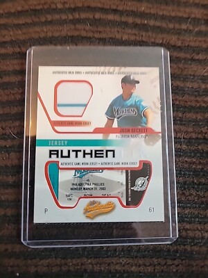 2003 FLEER AUTHENTIX RIPPED JERSEY RELIC JOSH BECKETT MARLINS | eBay