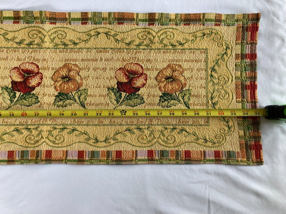Pansy Tapestry Table Runner Orange/Green/Yellow/Red 12" x 35" | eBay