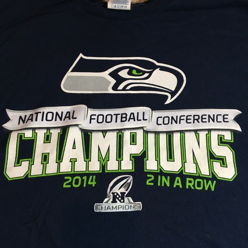 Seattle Seahawks T-Shirt Men’s LARGE Tee Shirt BLUE 2014 Conference ...