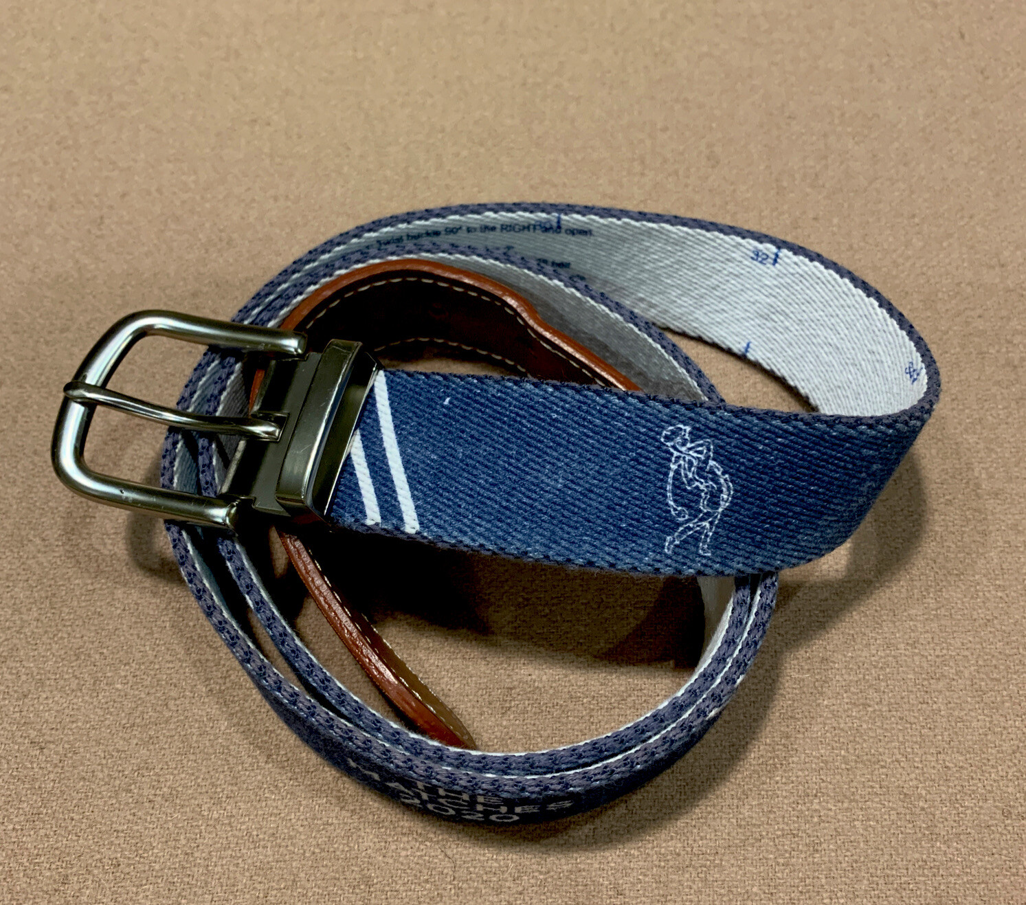 Doc Murphy Men’s Belts Blue Canvas /Leather Trim W/Silver Buckle Size ...