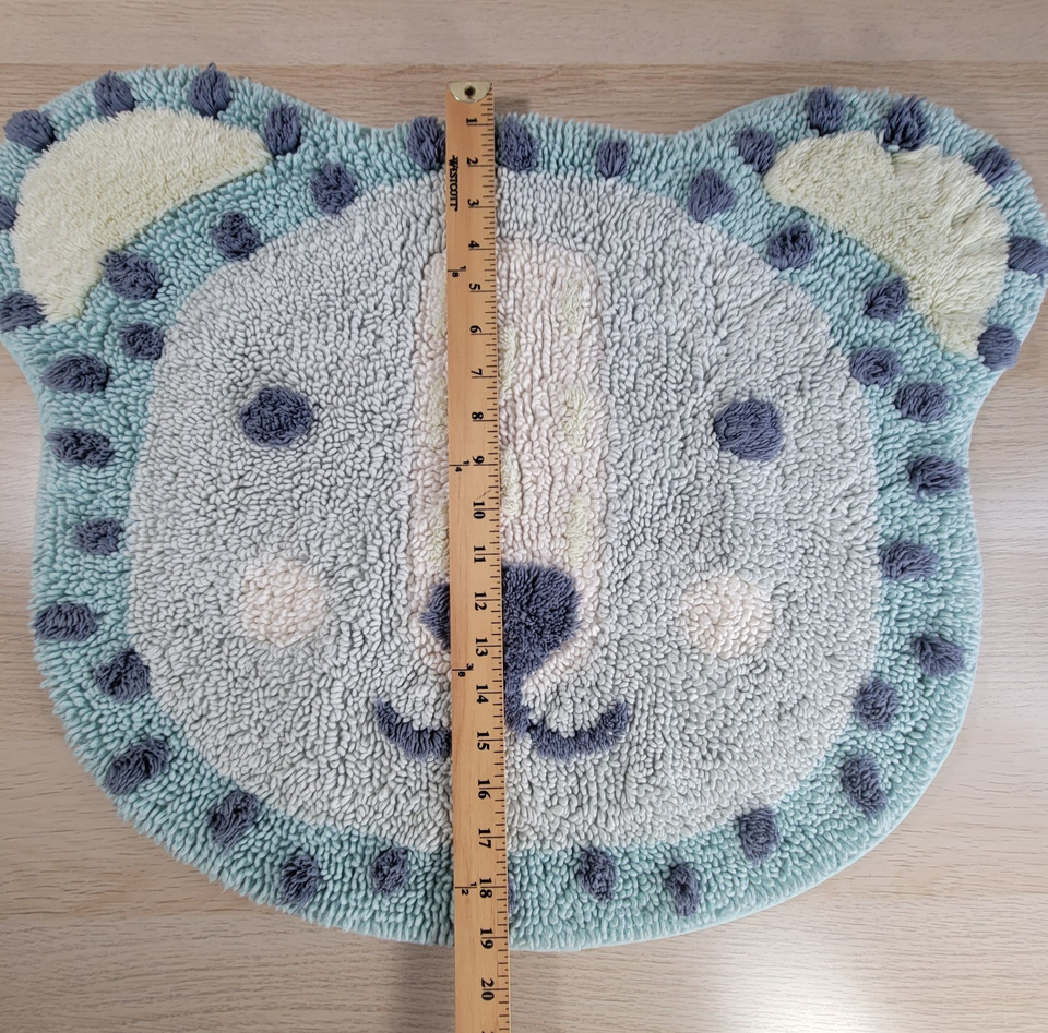 Pottery Barn Kids Bear Throw Rug 25" x 20" Cotton Bath Mat Blue PBK ...