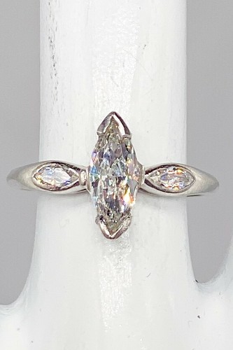 Vintage $8000 1.50ct VS H Marquis Natural Diamond 3 Stone Platinum ...