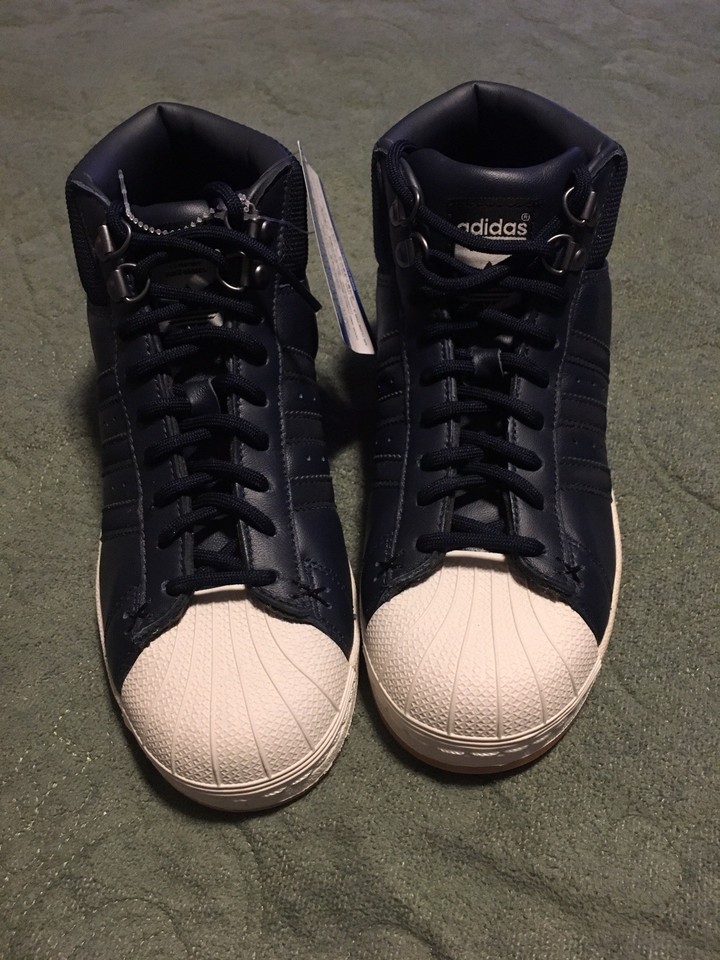 NEW ADIDAS PRO MODEL SUPERSTAR HI BASKETBALL SHOES BLUE/WHITE BB9064 ...