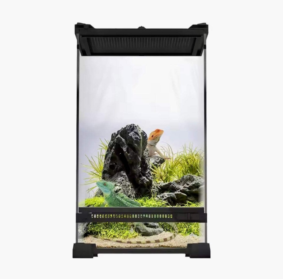 Reptile Glass Terrarium with Vents Anti-Escape Door for reptile and ...