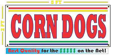 CORN DOGS BANNER Sign NEW 2x5 4 Fair Carnival Hot Dog Stand Cart food ...