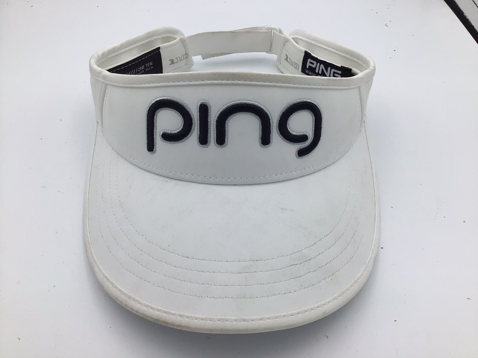 Ping 110 ONE TEN Flexfit Tech Golf Sun Visor Hat White And Black | eBay