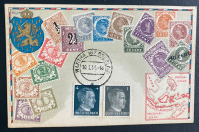1944 Wartha Germany Netherlands Indies Stamp On Stamp Postcard Cover | eBay