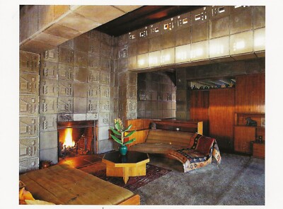 Postcard Frank Lloyd Wright "Samuel Freeman House" LA, CA Interior MINT ...