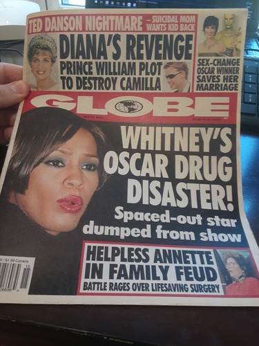 JFK Jr. - GLOBE Tabloid april 11, 2000 - whitney houston drug disaster ...