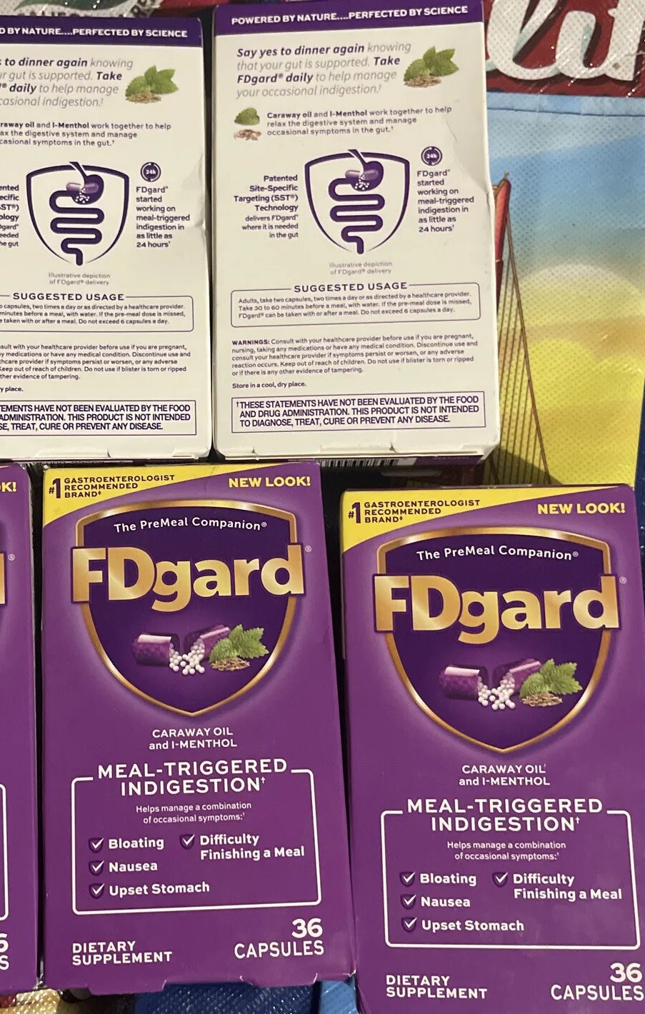 4 FDgard AS PICTURED 36 Caps each BOX Indigestion Expiration Date 2025 ...