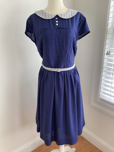 BEA & DOT Modcloth “Confectioners Dream” Navy Fit & Flare Plus Size ...
