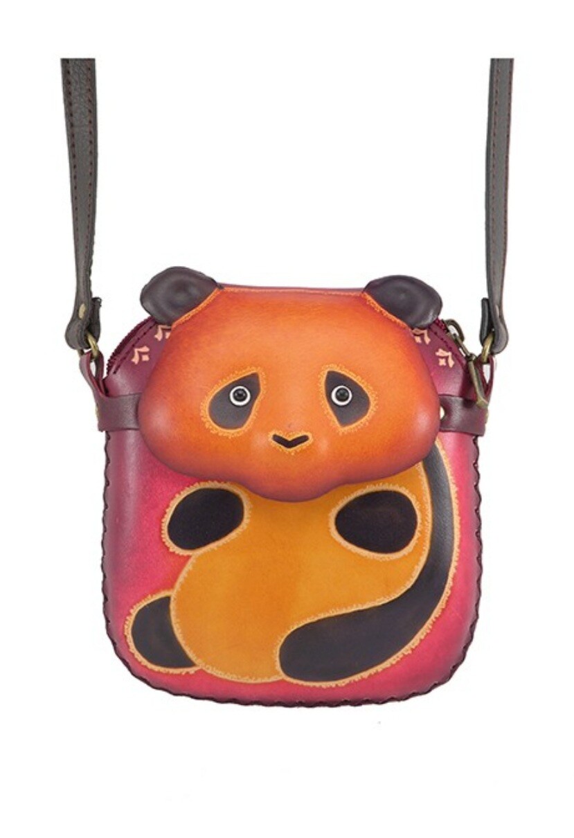 Handmade Authentic Real Genuine Leather Purse Panda or Owl Zipped ...