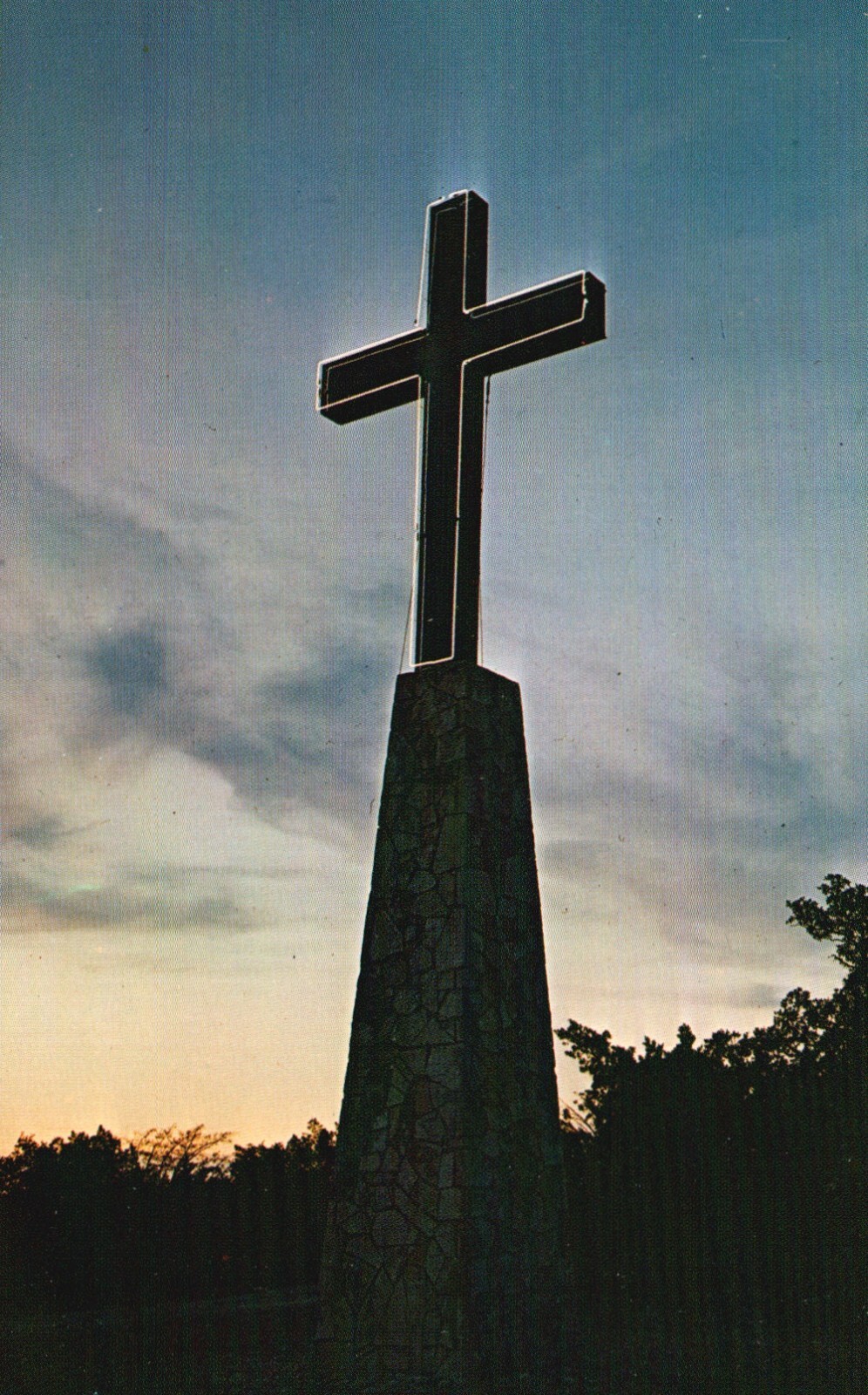 Postcard TX Methodist Kerrville Assembly Neon Cross Mt Wesley Vintage ...