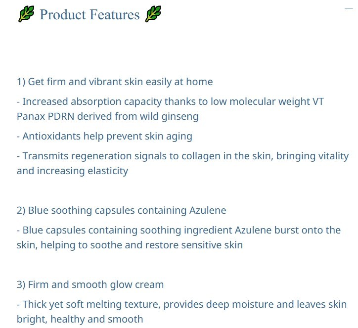VT PDRN Glow Cream 50ml Elasticity Wrinkle Care Cream K-Beauty K ...