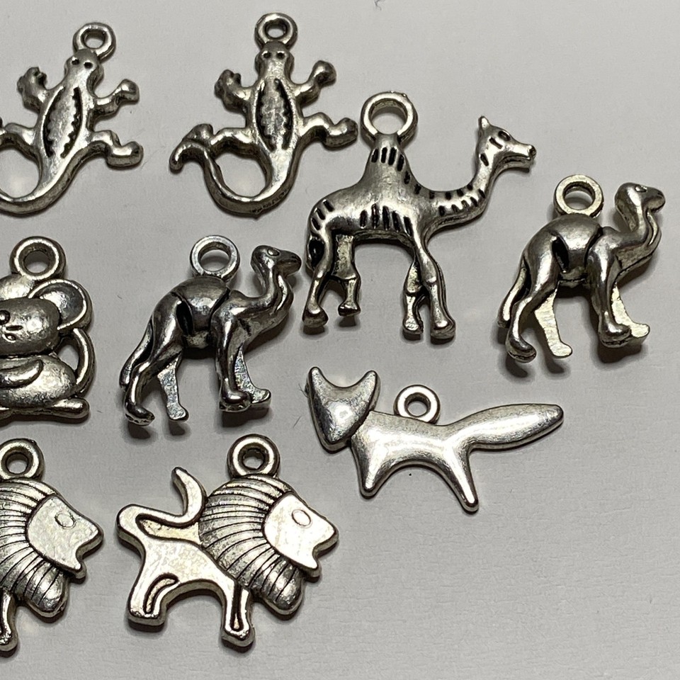 15 Vintage Tibetan Silver Alloy Metal Dino Fox Sheep Charms Crafting ...