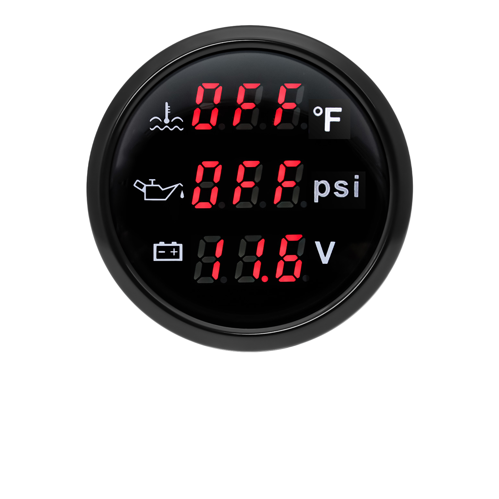 52mm 3 in 1 Multifunction Gauge | Black | Analog & Digital | Steel ...