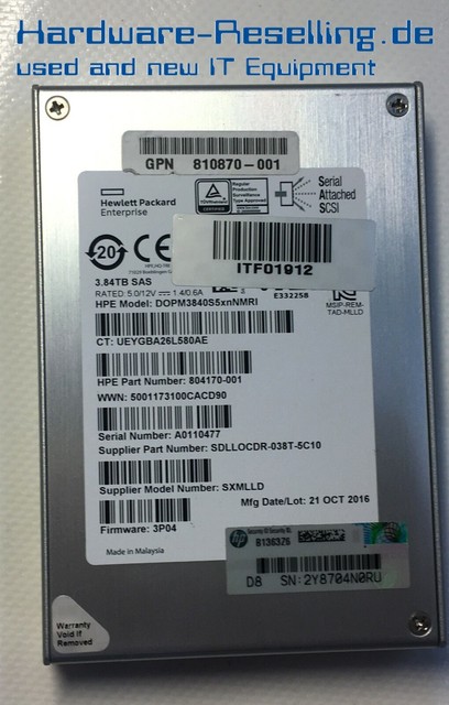 HP DOPM3840S5xnNMRI Sxmlld 3 84 TB 2 5 " 12G SAS SSD 804170-001 810870 ...