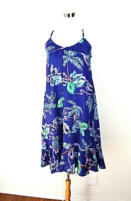 VTG KAUAIANA Hawaiian Dress / Sundress Blue Black White Beige Green ...