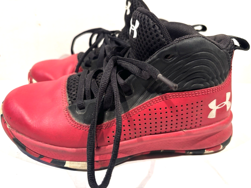 Under Armour Youth Basketball Shoes Size 13K Red Black White Sports Mid ...
