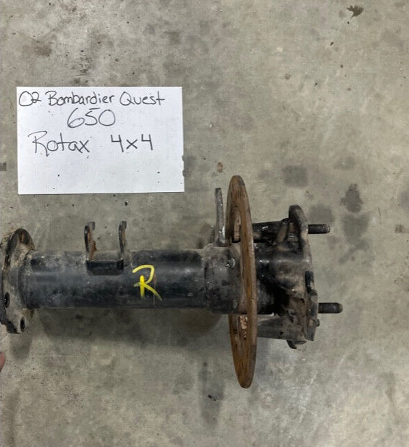 02 BOMBARDIER QUEST 650 ROTAX RIGHT REAR AXLE TUBE AND BRAKE DISC WITH ...