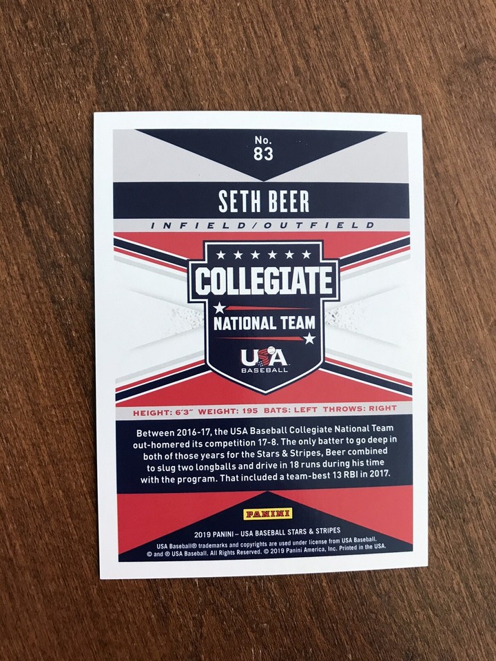 Seth Beer 2019 USA Baseball Stars Longevity Holo Foil #83 Diamondbacks ...