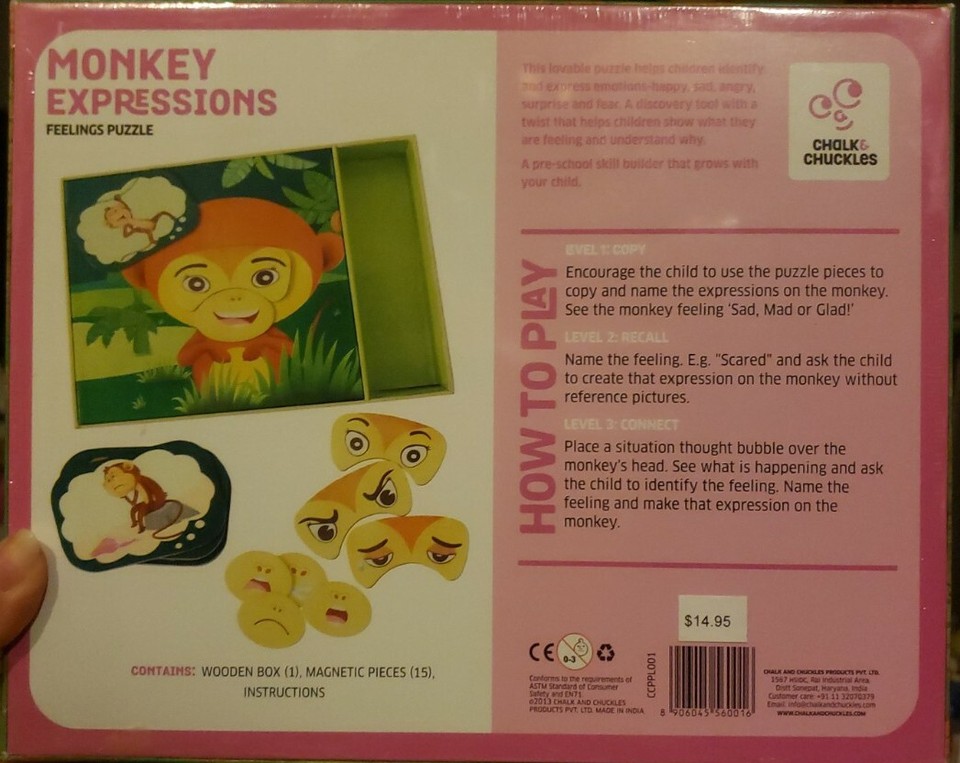 Chalk & Chuckles MONKEY EXPRESSIONS Feelings Puzzle Age3-5 Communication/Express | eBay