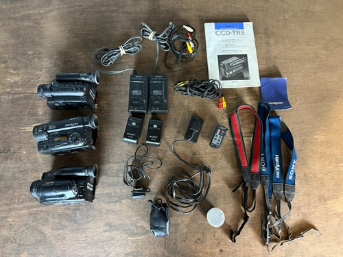 3 SONY HANDYCAM CCD-TR81 CCD-TR5 CCD-TR416 CHARGERS AC-V30 NP-68 REMOTE ...