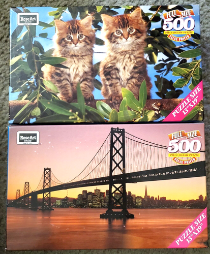 Two RoseArt 500 Piece Puzzles, Oakland Bay Bridge, Out On A Limb with ...