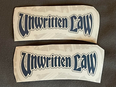 Lot (2) UNWRITTEN LAW Band 1 1/8" x 3 1/4" Logo STICKERS Blue Fast SHIP ...