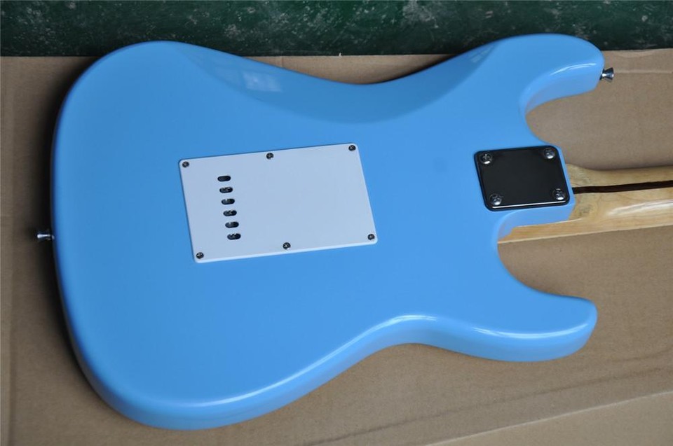 Left-handed Blue Body Electric Guitar White Pickguard,Maple Fretboard ...