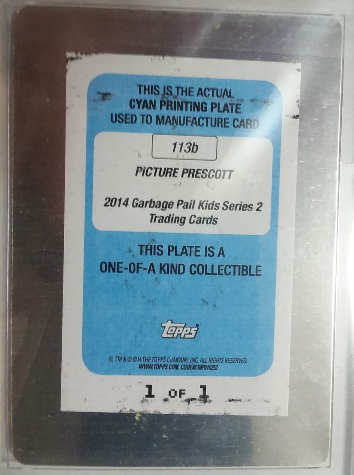 Garbage Pail Kids 2014 Series 2 Picture Prescott Cyan Printing Plate | eBay