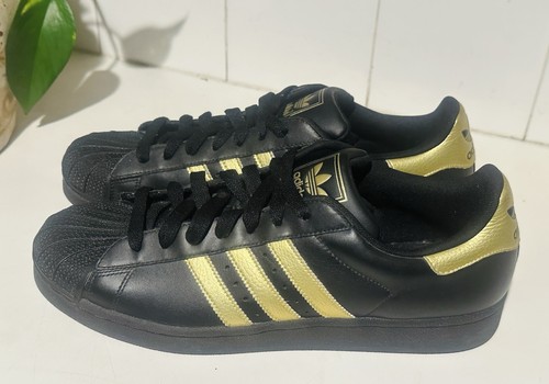 Adidas Superstar Men’s Size 12 Rare BLACK / GOLD Shoes / Clam Shell Toe ...