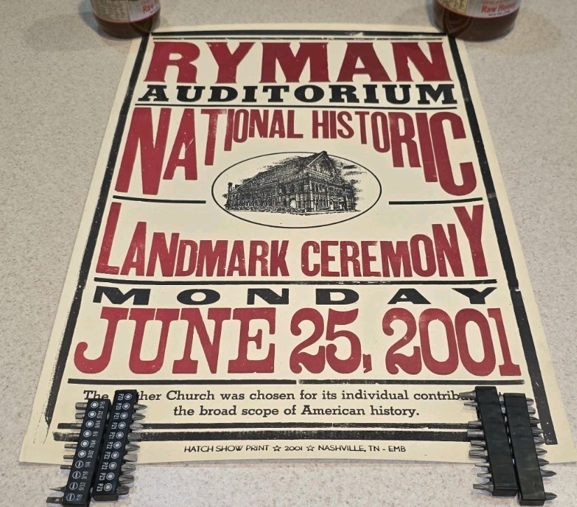 2001 Hatch Show Print RYMAN NATIONAL HISTORIC LANDMARK Nashville ...