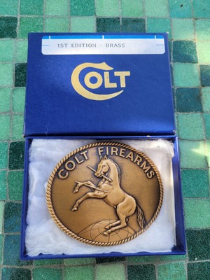 Vintage Colt Firearms Brass Belt Buckle - Rampant Colt Logo (1st ...