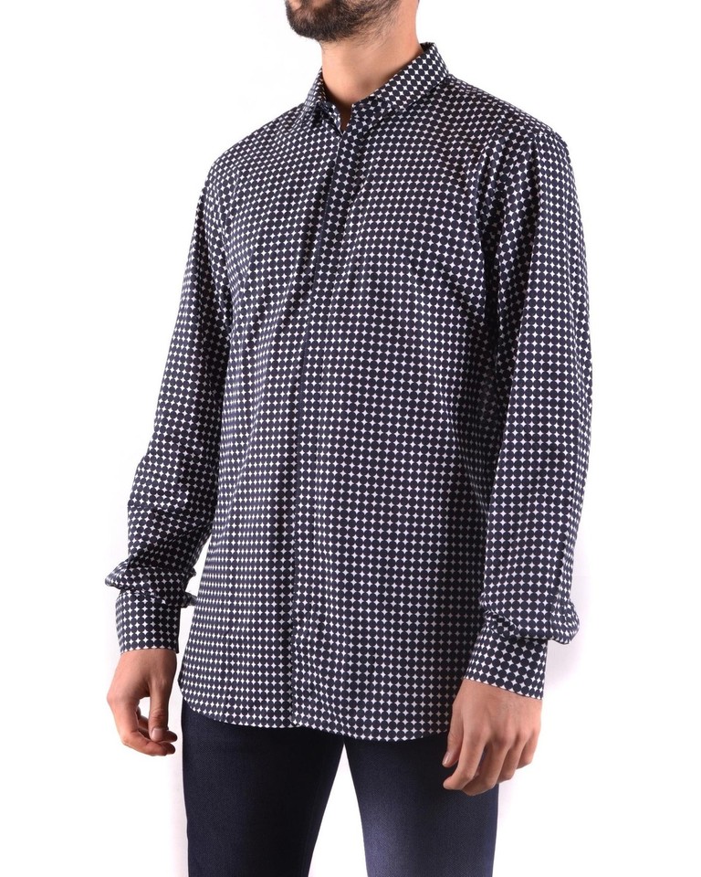 Neil Barrett Polka Dot Long Sleeve Cotton Shirt Men Blue | eBay