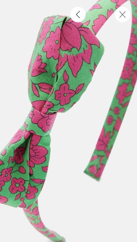 New Jacadi Toddler Girl’s Headband Pink Green With A Liberty Bow Floral ...