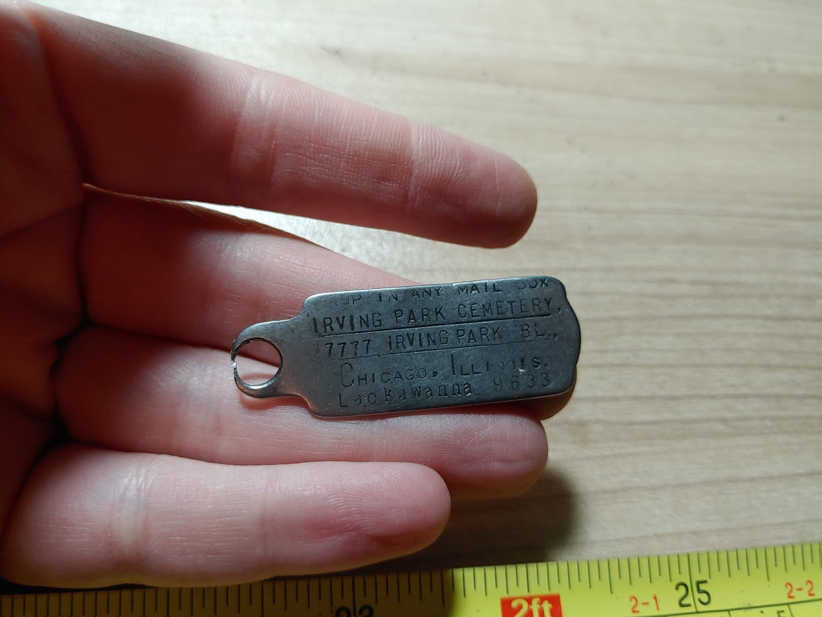 Vintage Irving Park Cemetery Chicago Illinois Advertising Metal ID Fob ...