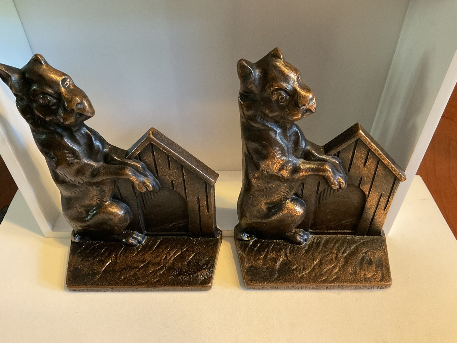 Antique Verona Cast Iron 'Me and My Dog House” Boxer Dog Bookends | eBay