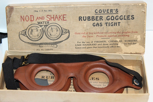 Vintage NIB 1940s Steampunk Rubber Motorcycle Goggles Glasses Nod ...