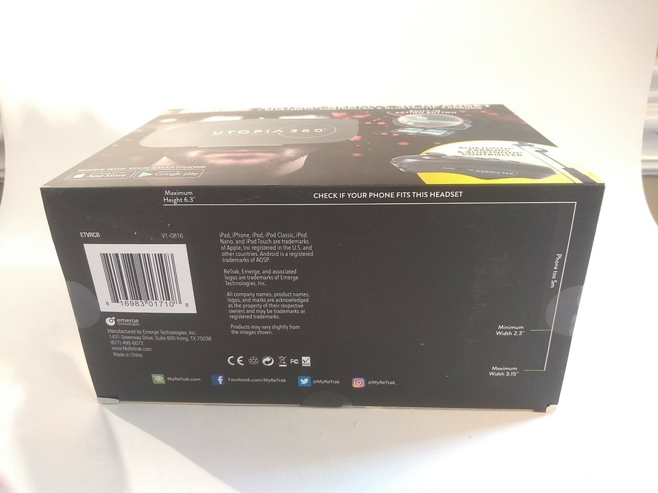 Utopia 360° Virtual Reality VR Headset with Bluetooth Earbuds ...