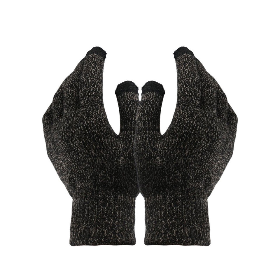 Winter Warm Gloves Windproof Fleece Line Knitted Thermal Waterproof ...