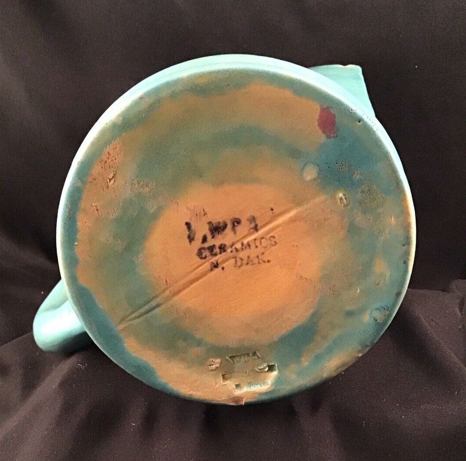 WPA Ceramics North Dakota Aqua Blue Milk Pitcher Marked Clean | eBay