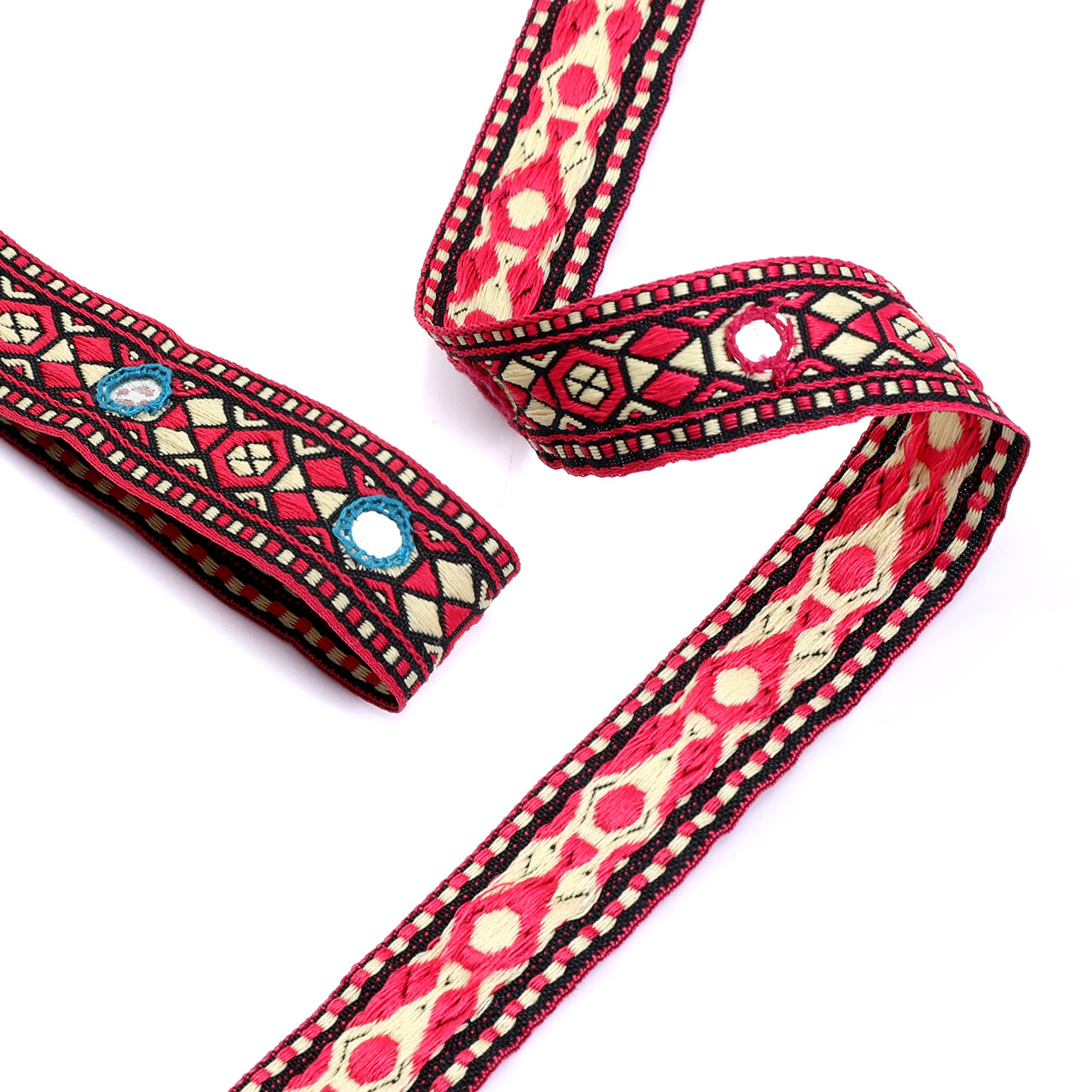 Aztec Design India Mirror Work Embroidery Ribbons, 2cm wide, Hand ...