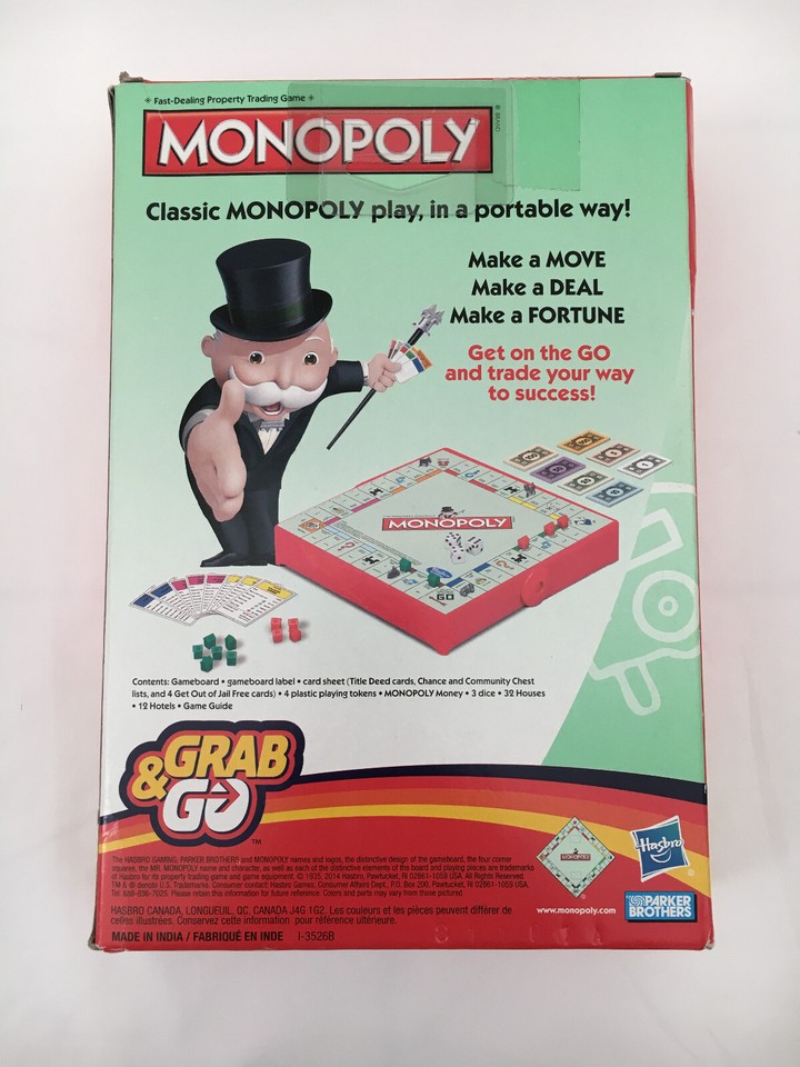 Monopoly Grab & Go Travel Sized Portable Board Game for ages 8+ NWT/NIB ...
